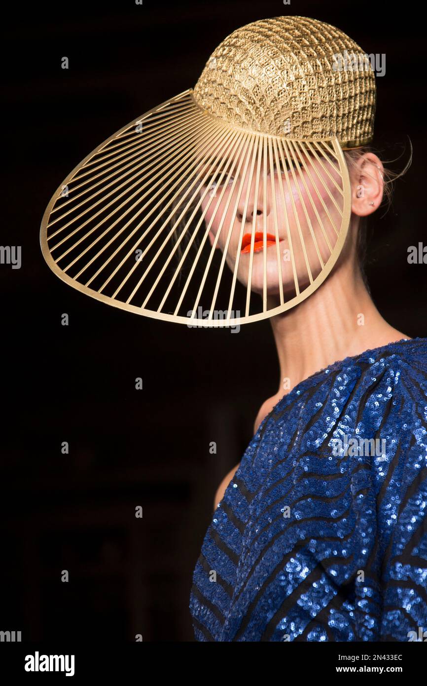 A model wears an outfit by designer Ashley Isham during Fashion Scout ...