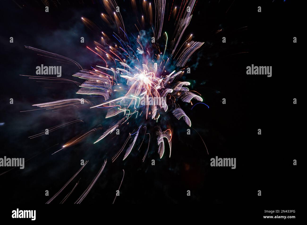 Abstract photo of firework flower. Salute without focus. Blurry photo ...