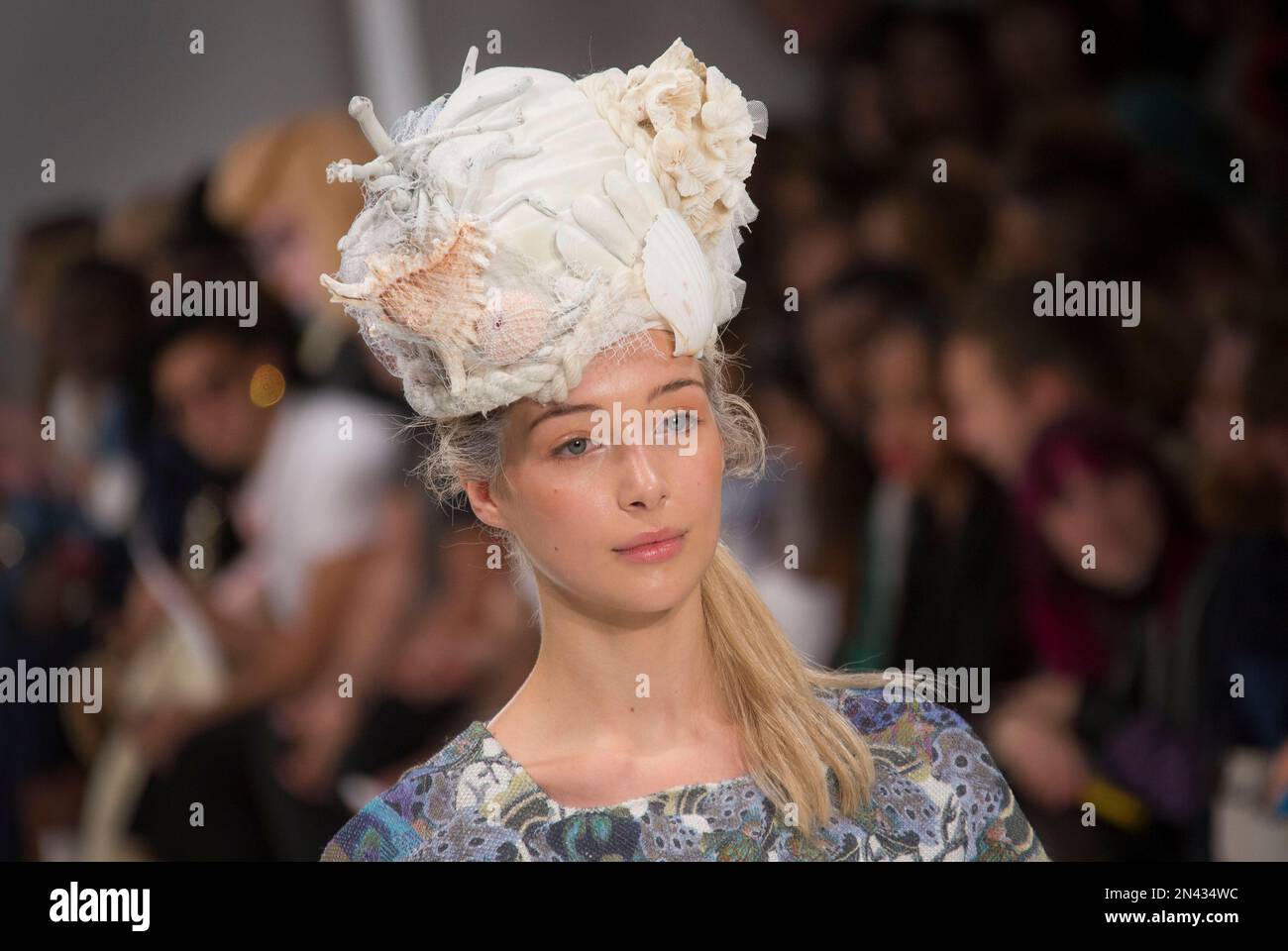 A model wears an outfit by designer Keiko Nishiyama during Fashion ...