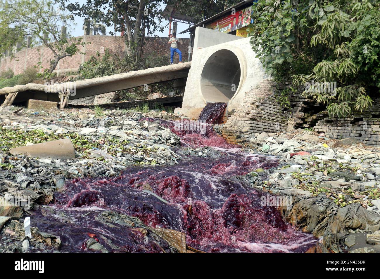 Wastewater containing fabric dye is released into streams and rivers by ...
