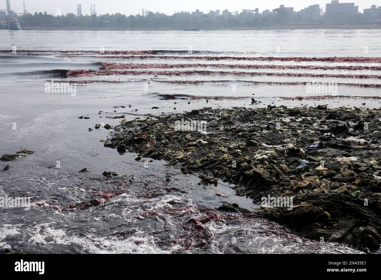 Wastewater containing fabric dye is released into streams and rivers by ...