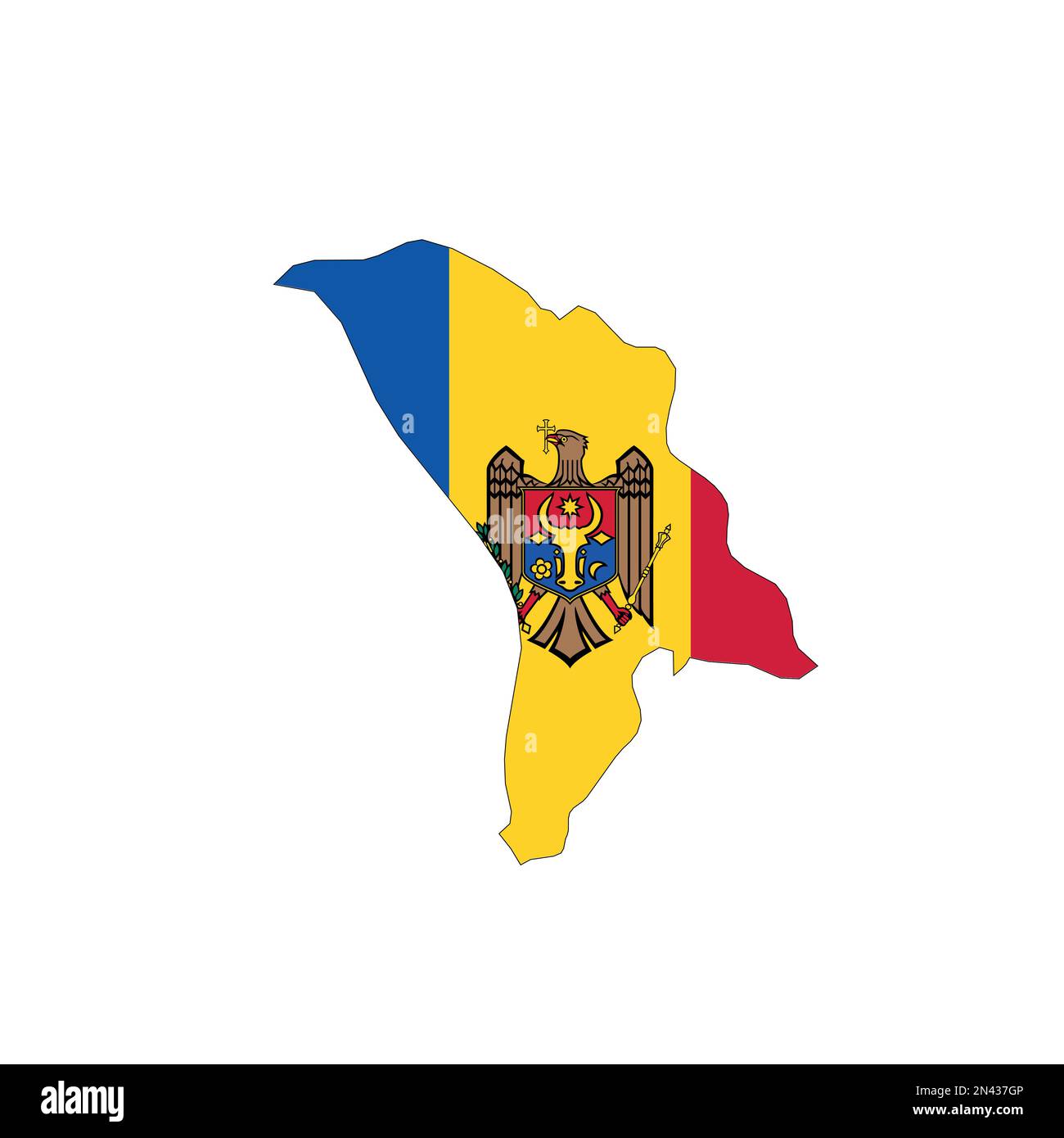 Moldova - national flag in a shape of country map silhouette with thin ...
