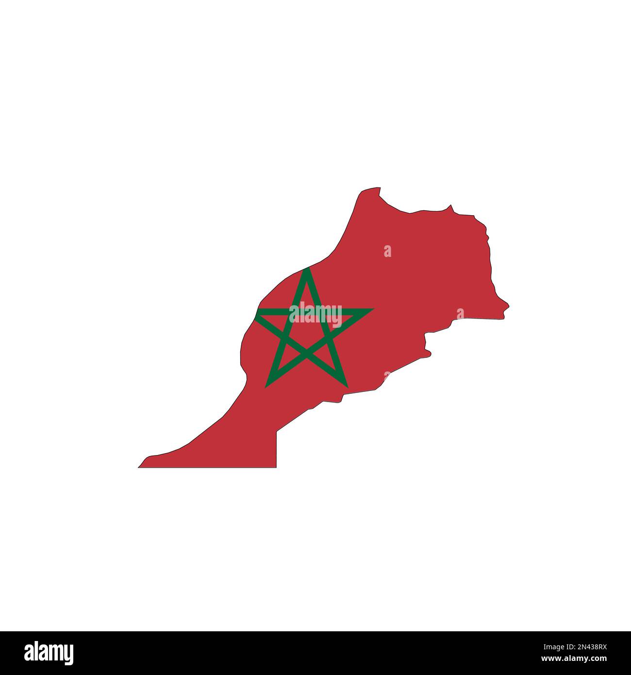 Morocco - national flag in a shape of country map silhouette with thin ...