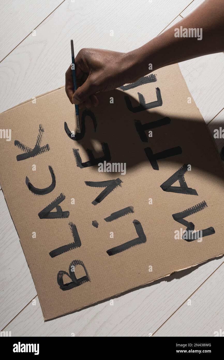 Black lives matter and fight against racism and write sign and words on ...