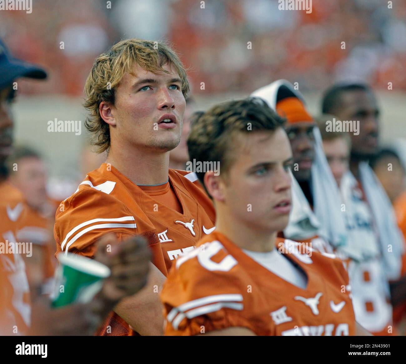 Texas quarterback David Ash on the sidelines during an NCAA college ...