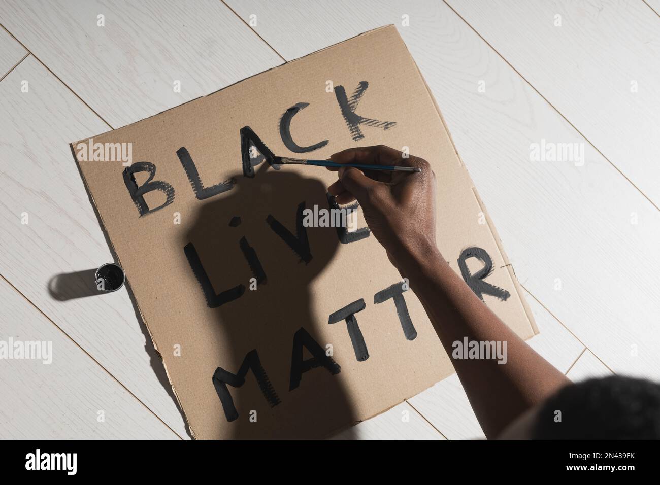 Black lives matter and fight against racism and write sign and words on ...
