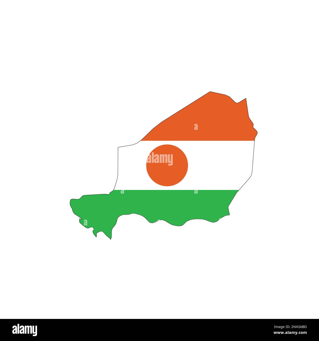 Niger - national flag in a shape of country map silhouette with thin ...