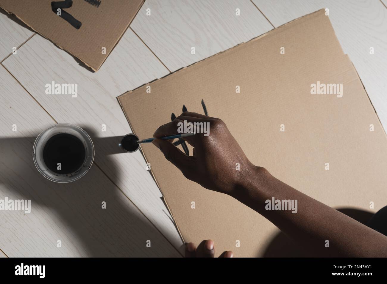 Black lives matter and fight against racism and write sign and words on ...