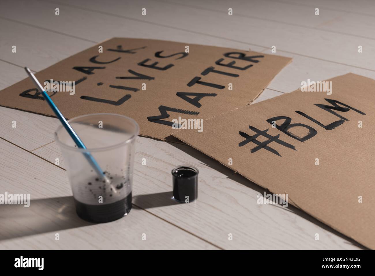 Black lives matter and fight against racism and write sign and words on ...