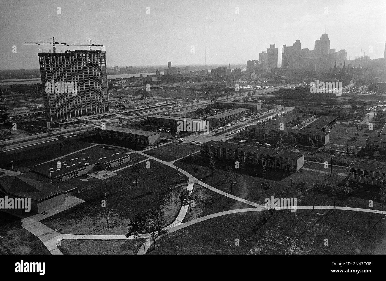 This is a view of downtown Detroit, Mich., in background, as seen from ...