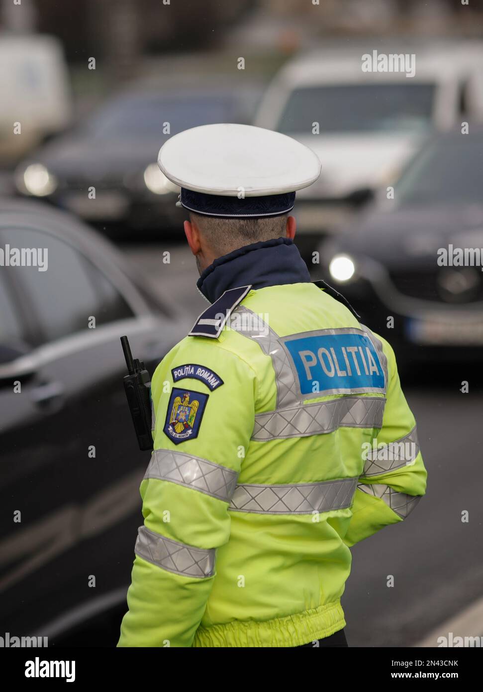 Bucharest, Romania - February 8, 2023: Romanian road police officer in ...