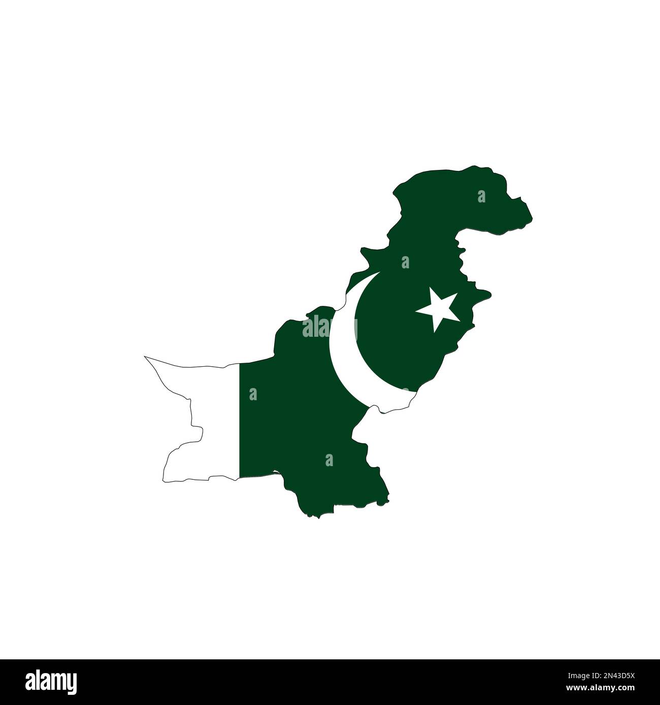 Pakistan - national flag in a shape of country map silhouette with thin ...