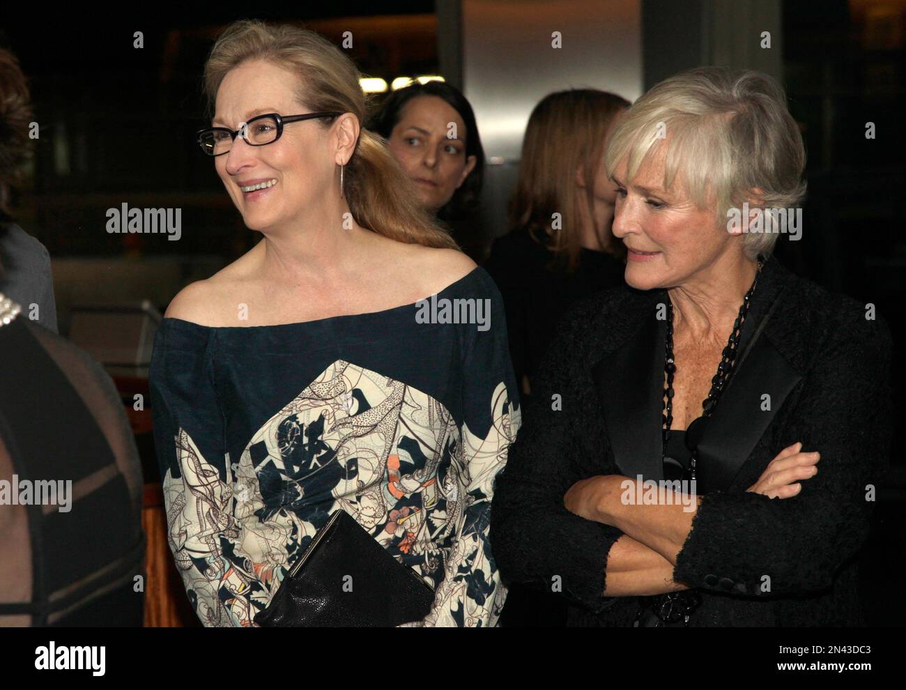 Meryl Streep, left, and Glenn Close, right, attend the New York ...