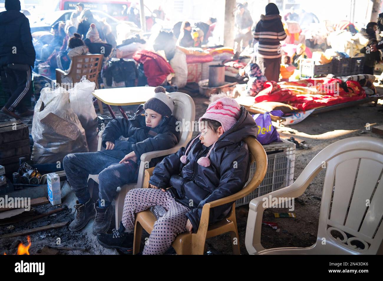 Hatay, Antakya, Turkey. 1st Jan, 2020. Children seen resting in the ...
