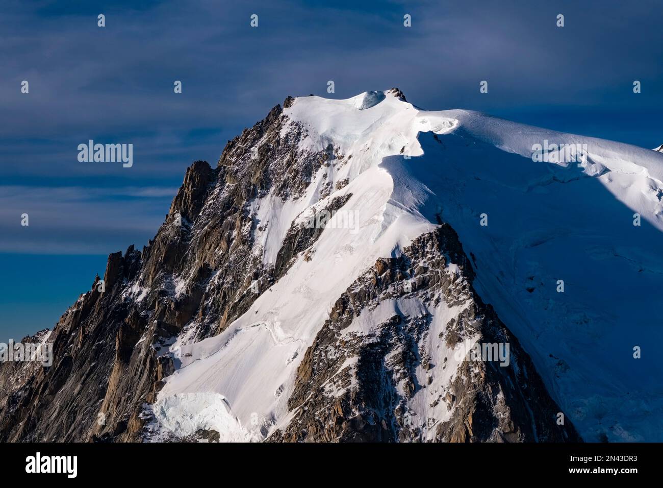 View from Aiguille du Midi of the summits of Mont Blanc du Tacul and the Triangle du Tacul Stock ...