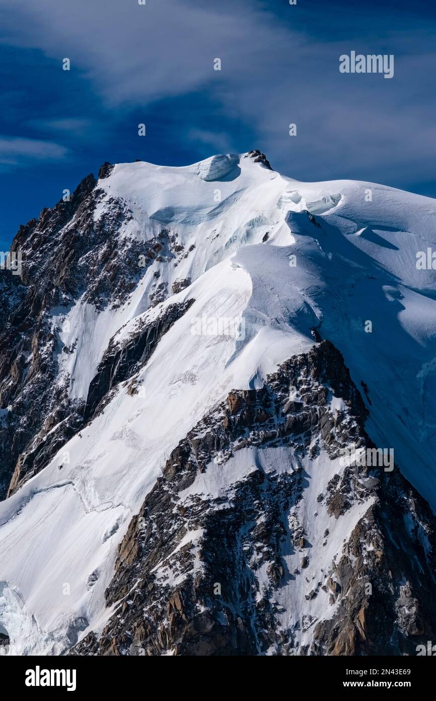 View from Aiguille du Midi of the summits of Mont Blanc du Tacul and the Triangle du Tacul Stock ...