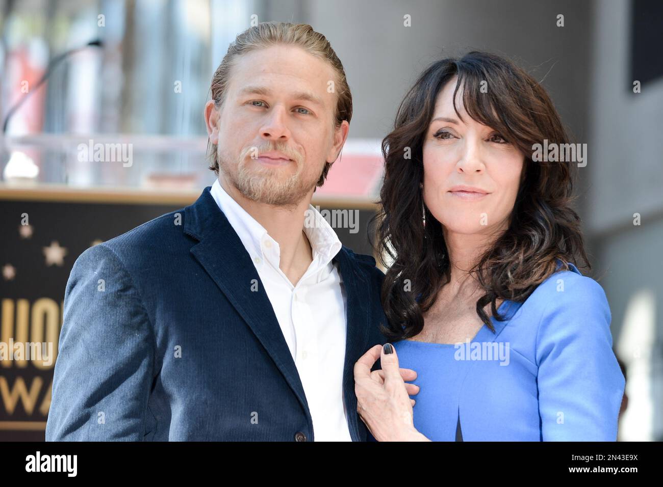 Charlie Hunnam, left, and Katey Sagal attend the ceremony honoring Katey Sagal with A star on ...