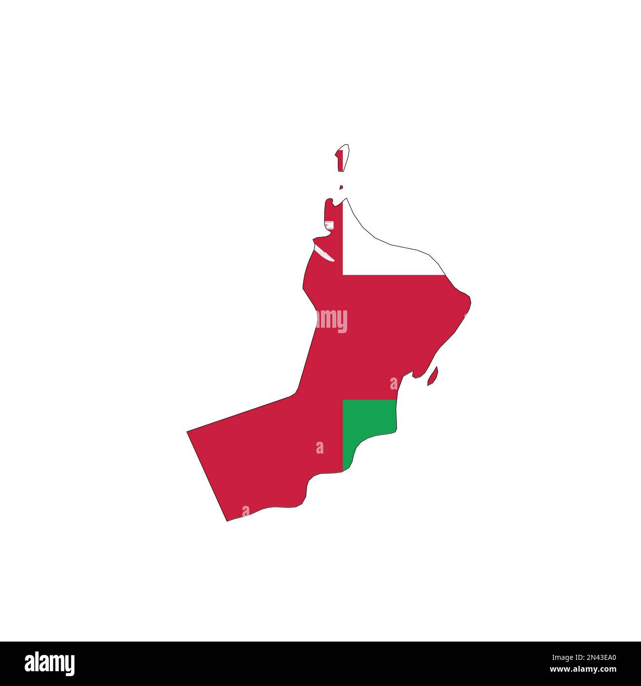 Oman - national flag in a shape of country map silhouette with thin ...
