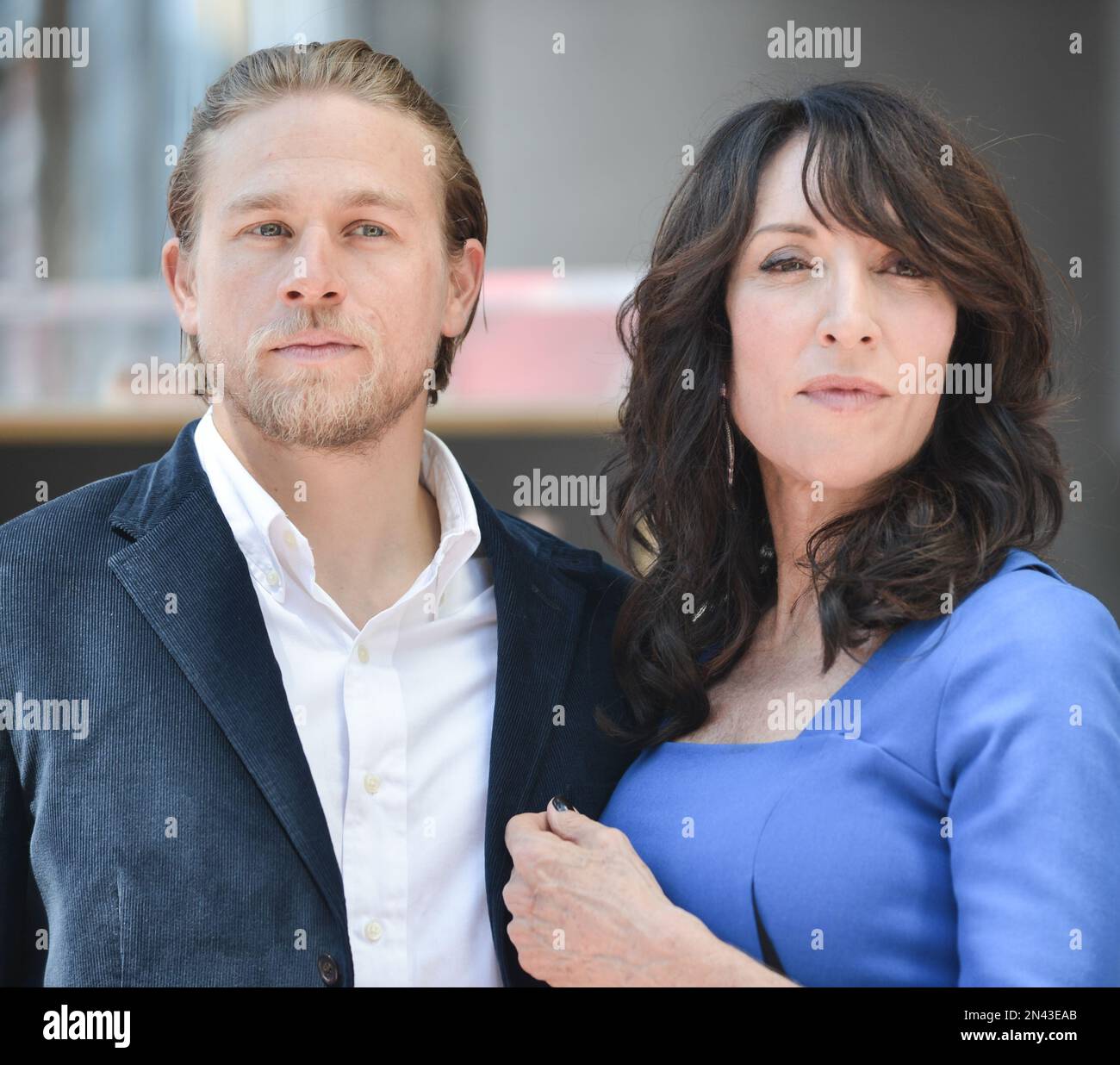 Charlie Hunnam, left, and Katey Sagal attend the ceremony honoring Katey Sagal with A star on ...