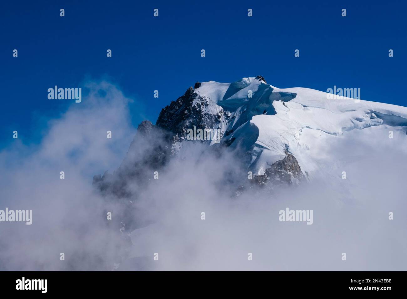 View from Aiguille du Midi of the summits of Mont Blanc du Tacul and the Triangle du Tacul ...