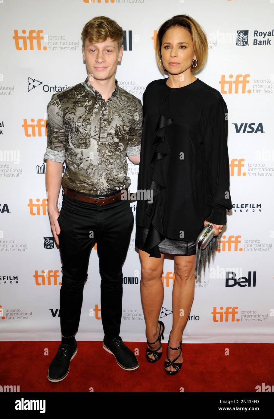 Antoine-Olivier Pilon, left, and Nancy Grant attend the premiere of ...