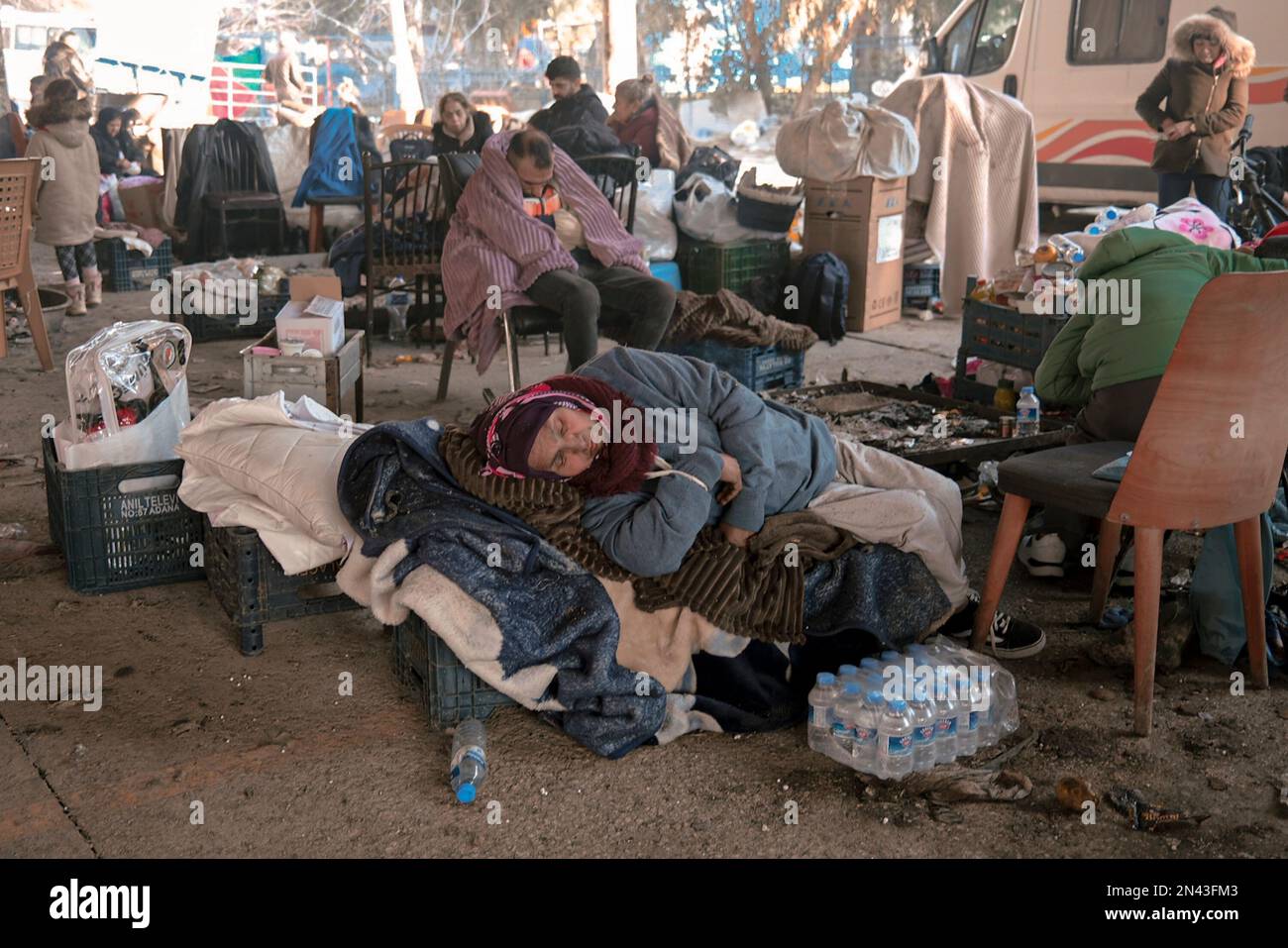 Hatay, Antakya, Turkey. 1st Jan, 2020. Earthquake victims take some ...