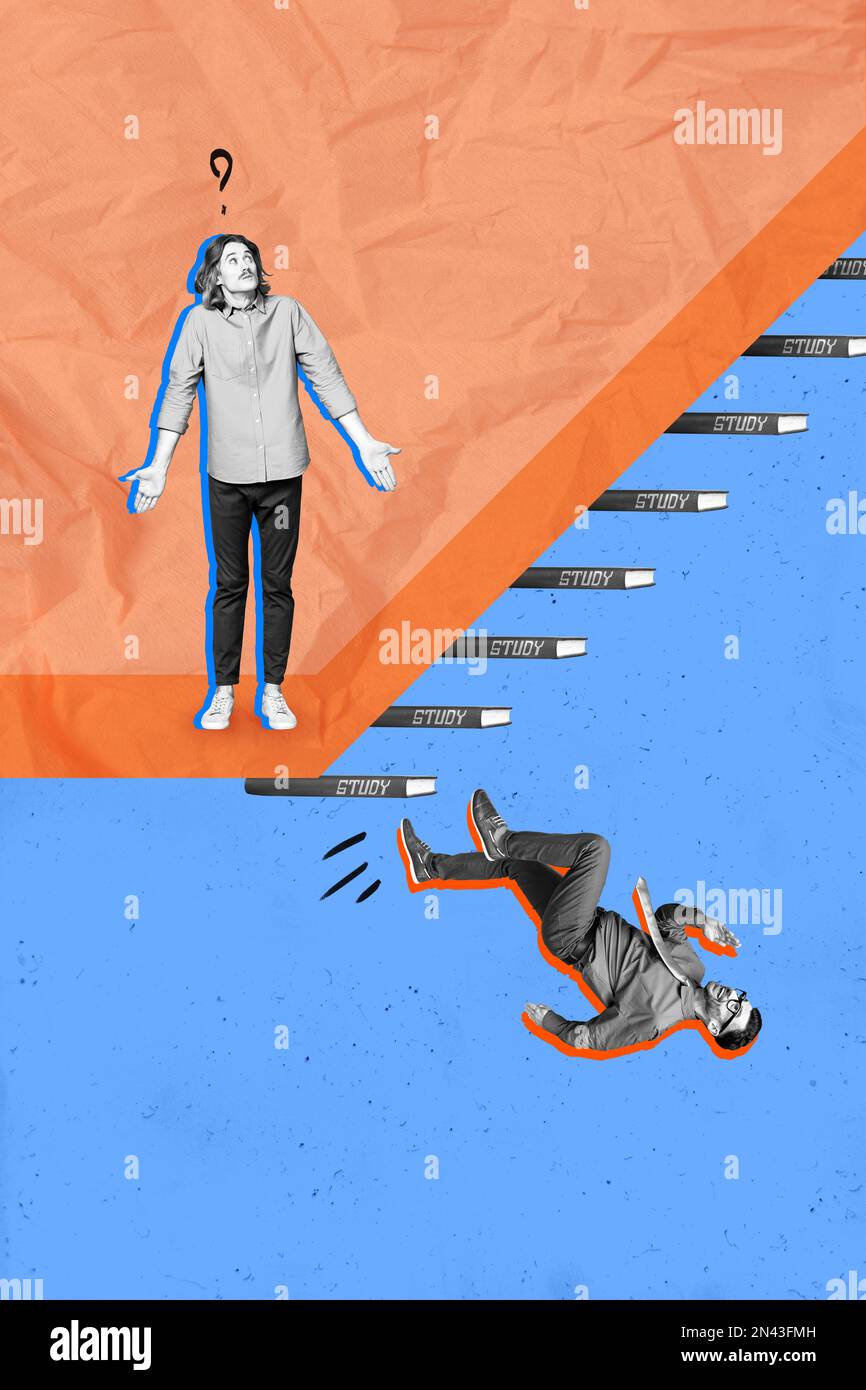 Creative photo collage of young student guy indifferent student dont ...