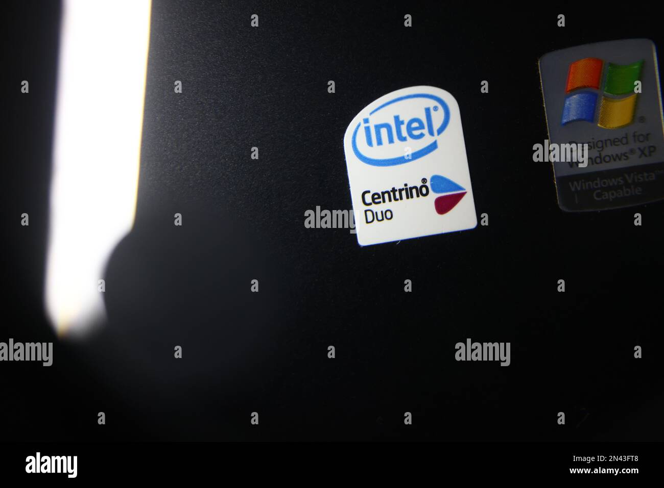 Intel logo on a laptop Stock Photo - Alamy