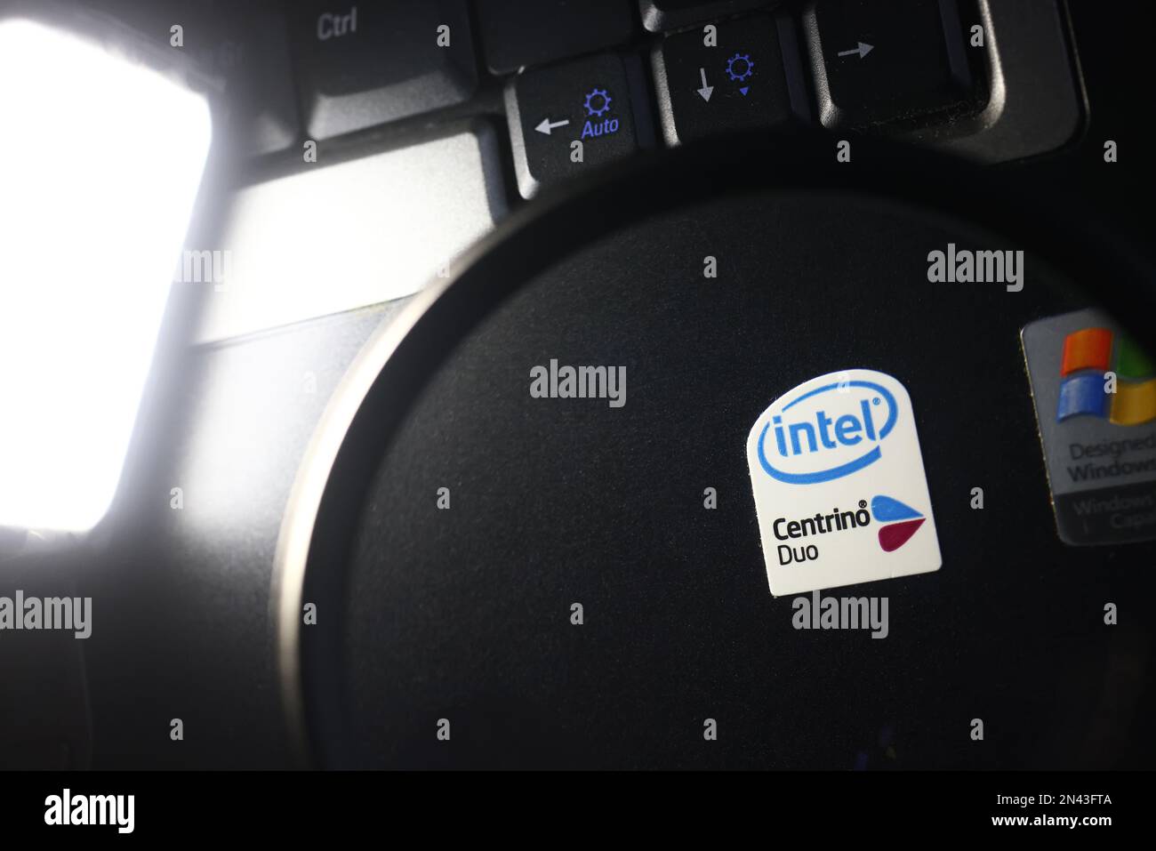 Intel logo on a laptop Stock Photo - Alamy