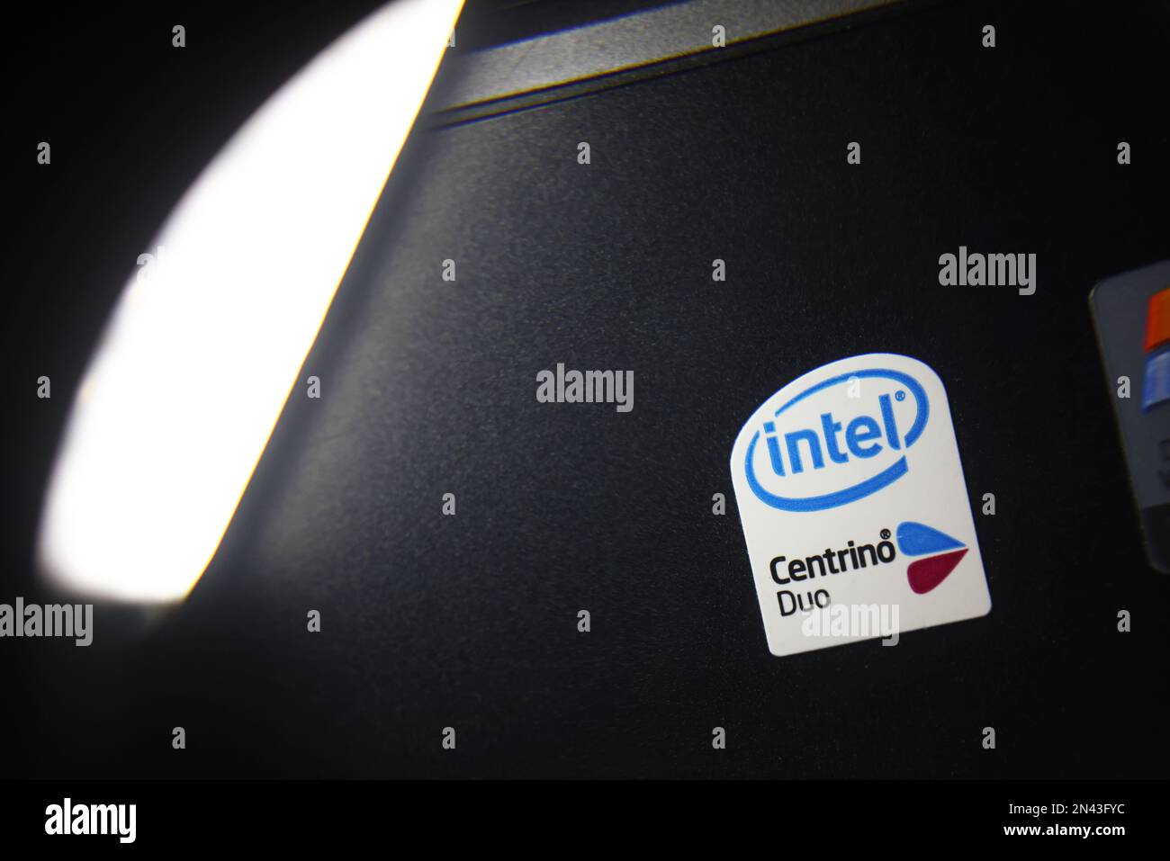 Intel logo on a laptop Stock Photo - Alamy