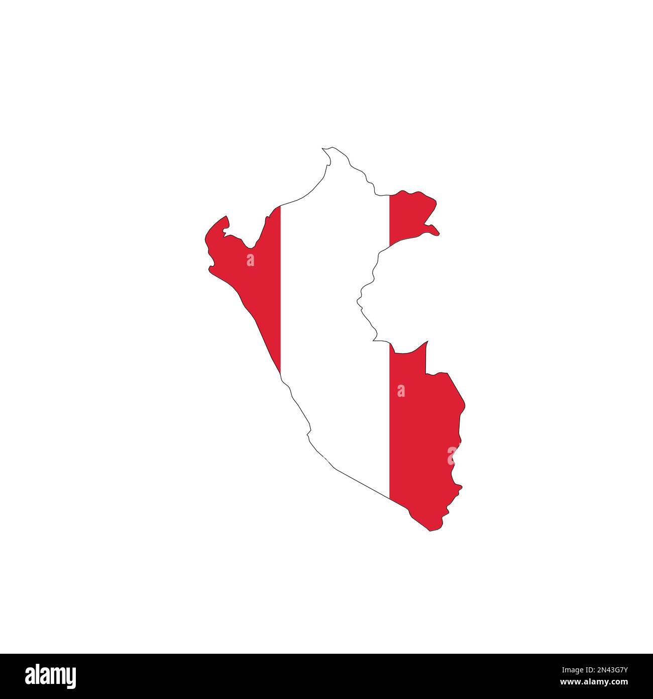 Peru - national flag in a shape of country map silhouette with thin ...