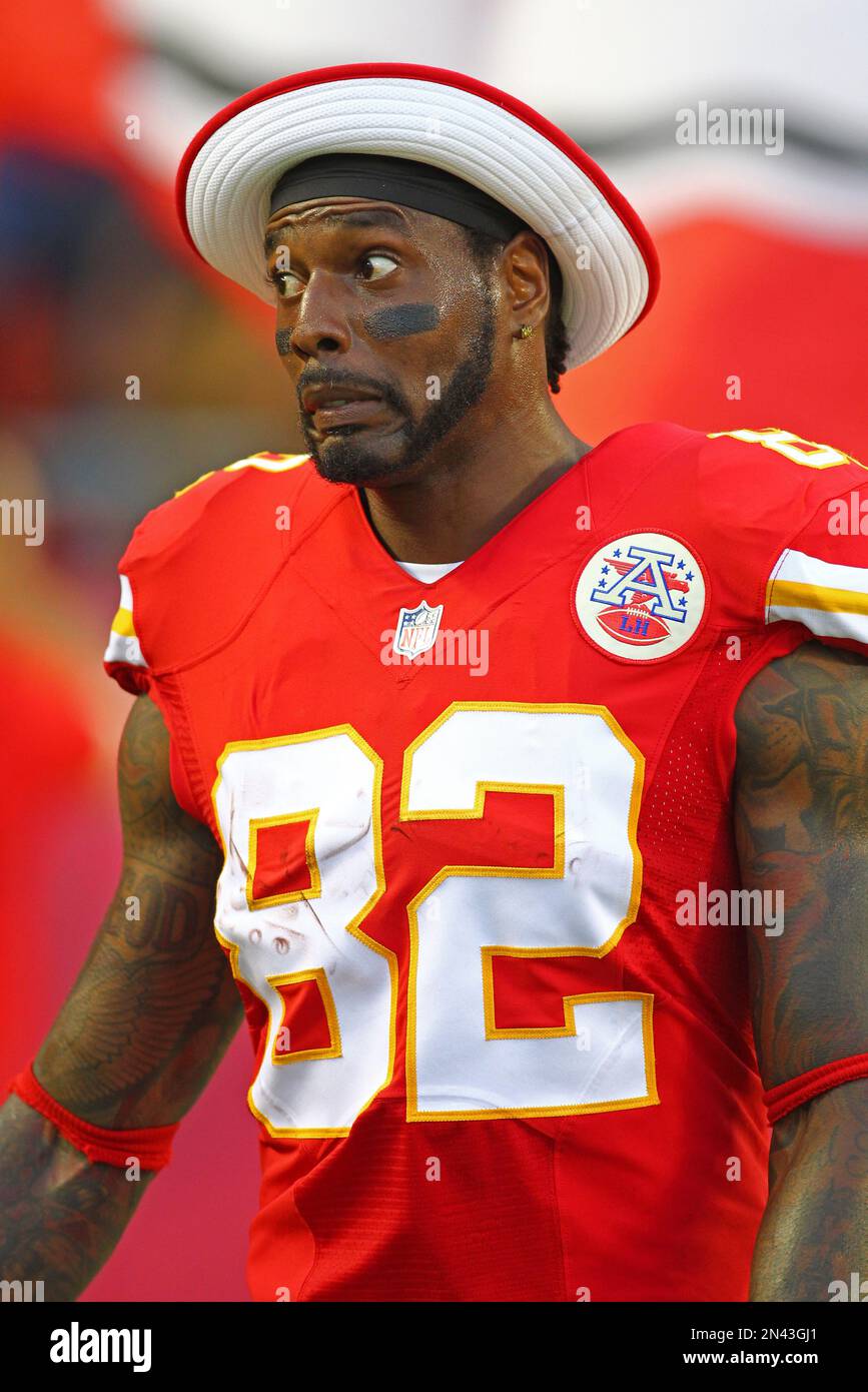 Kansas City Chiefs Dwayne Bowe (82) celebrates on the sideline during ...