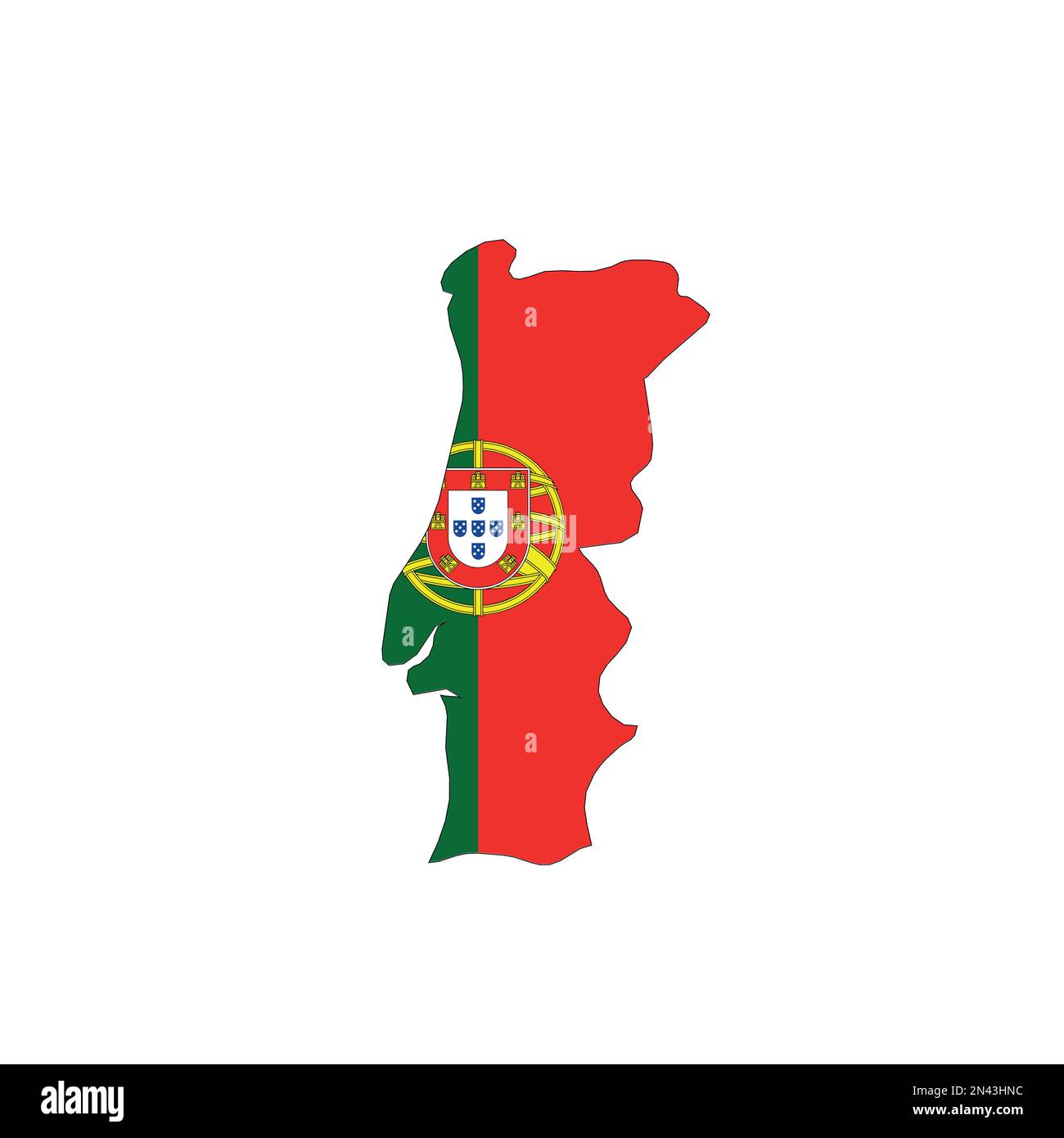 Portugal - national flag in a shape of country map silhouette with thin ...