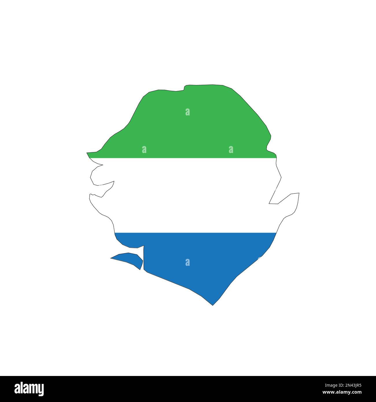 Sierra Leone - national flag in a shape of country map silhouette with ...
