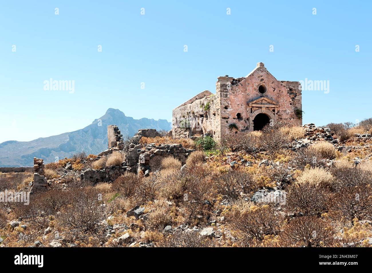 Gramvousa fortress church ruined building, Crete, Greece Stock Photo ...