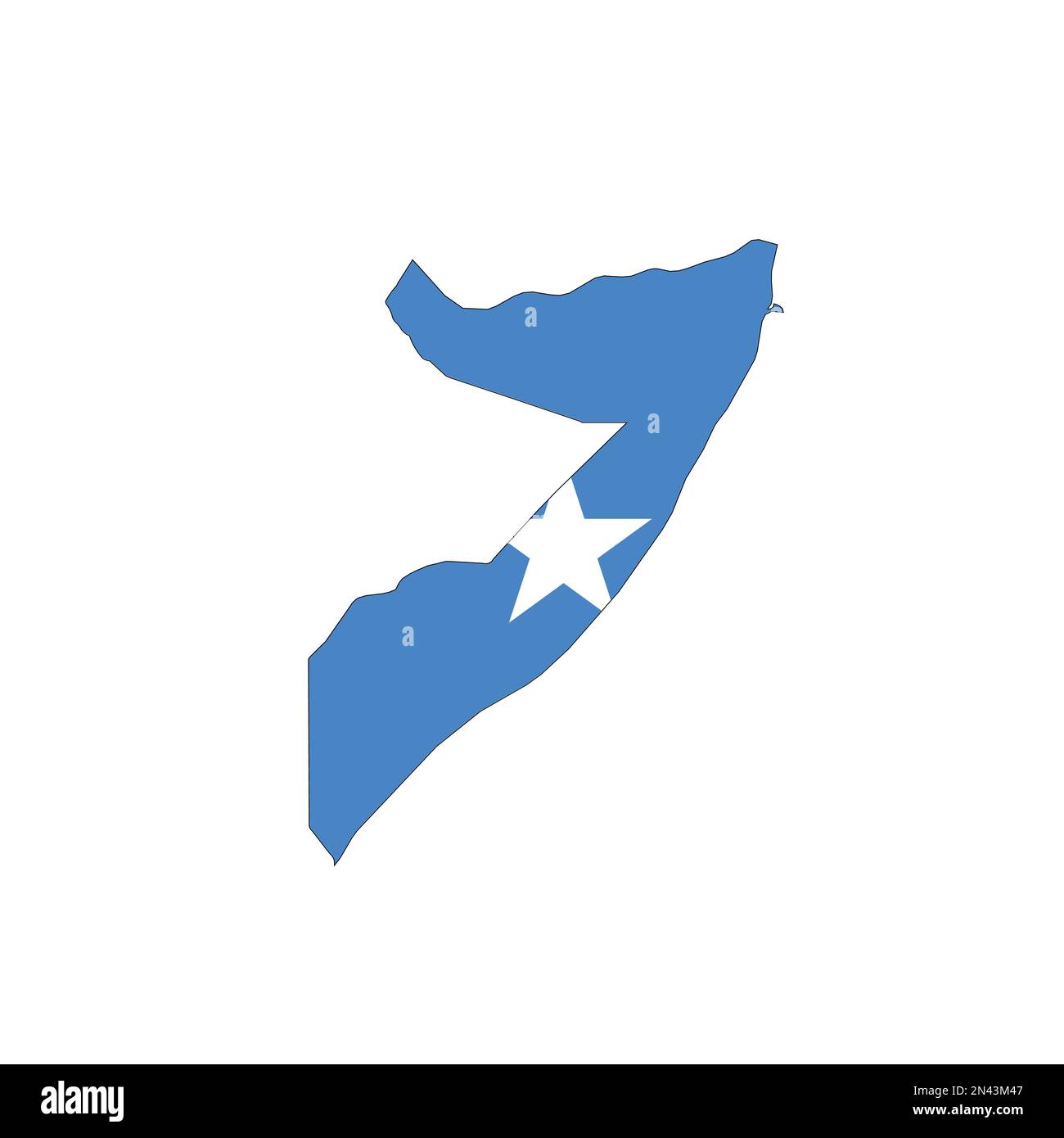 Somalia - national flag in a shape of country map silhouette with thin ...