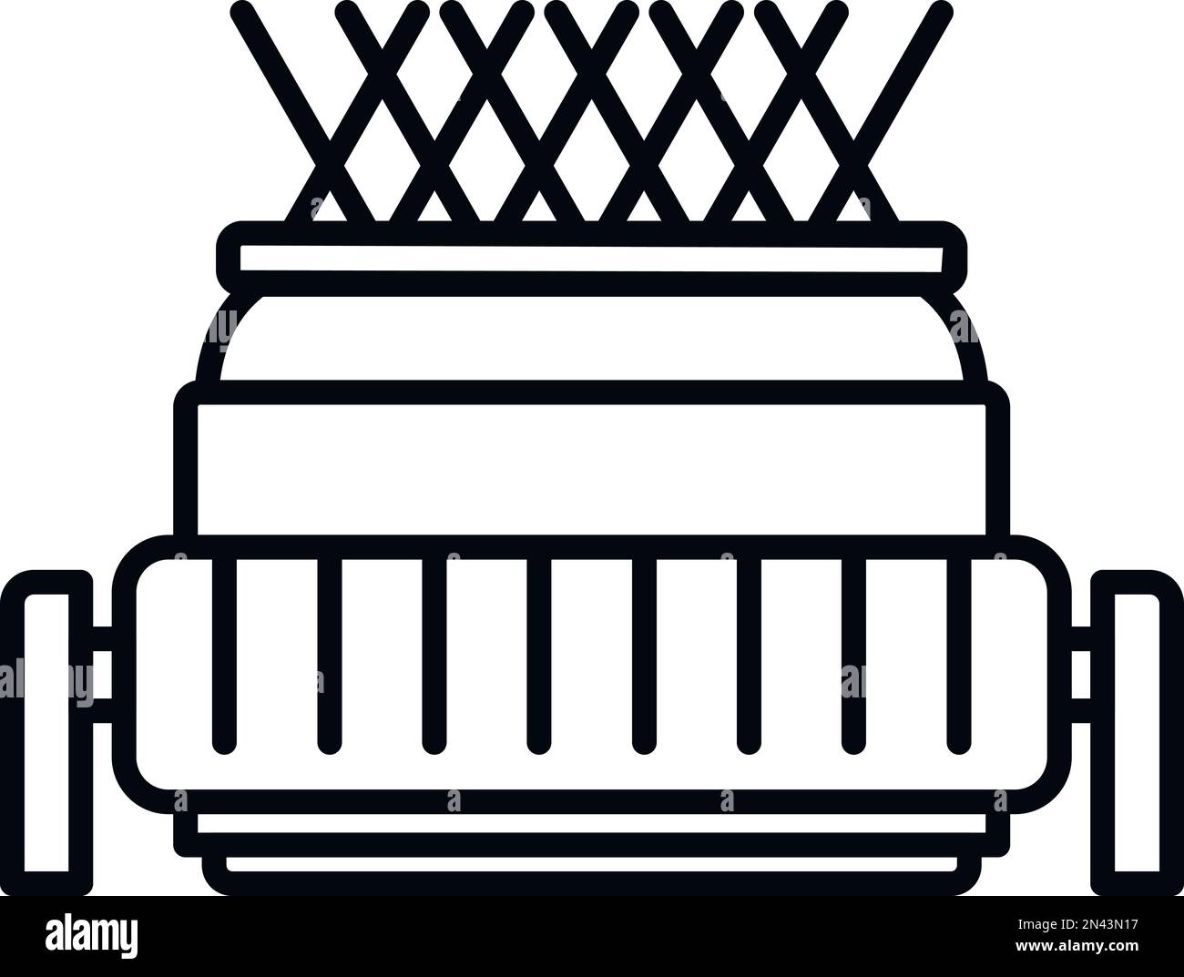 Sewing machine icon outline vector. Thread factory. Cotton textile ...