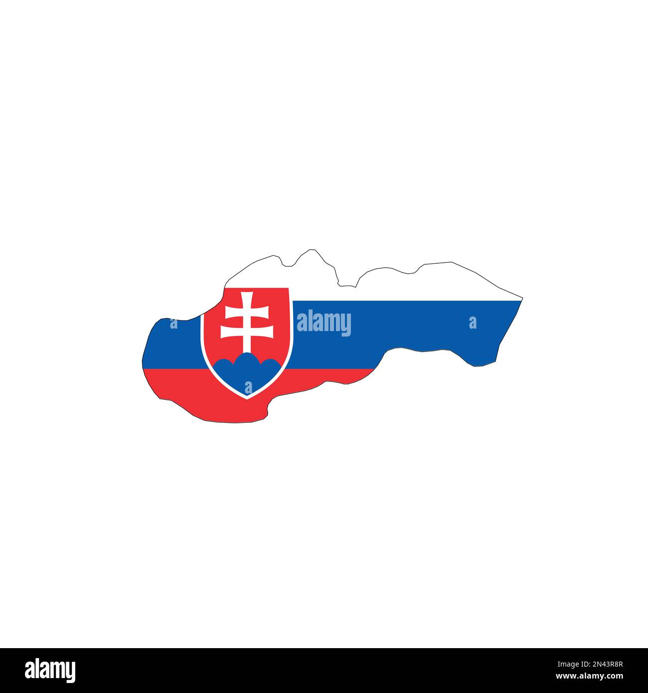 Slovakia - national flag in a shape of country map silhouette with thin ...