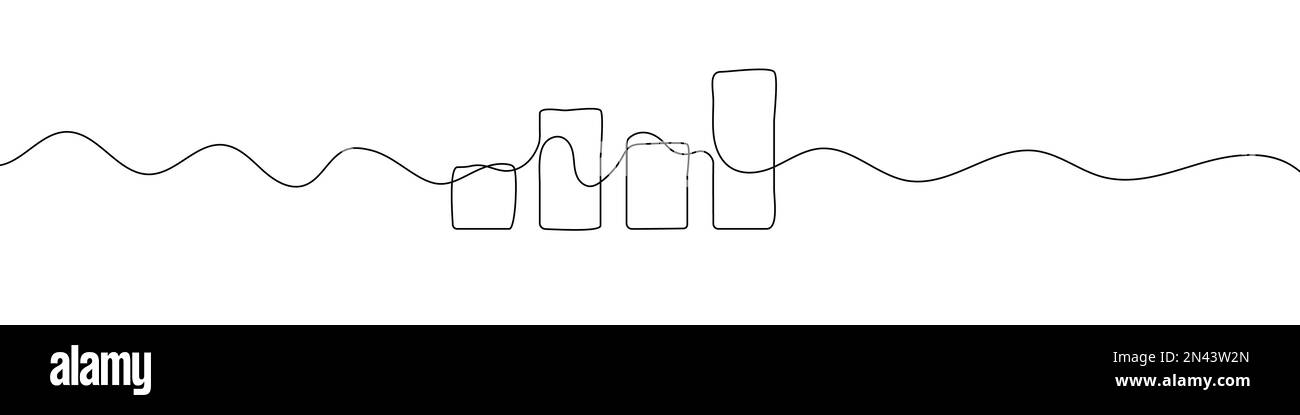 Continuous linear drawing of growing graph. Vector illustration ...