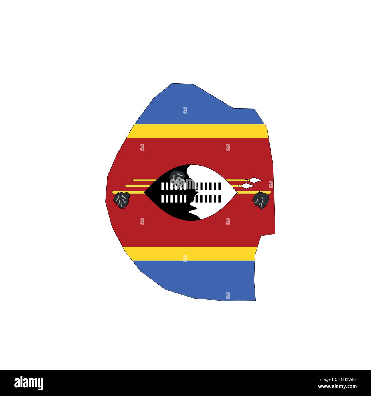 Swaziland - national flag in a shape of country map silhouette with ...