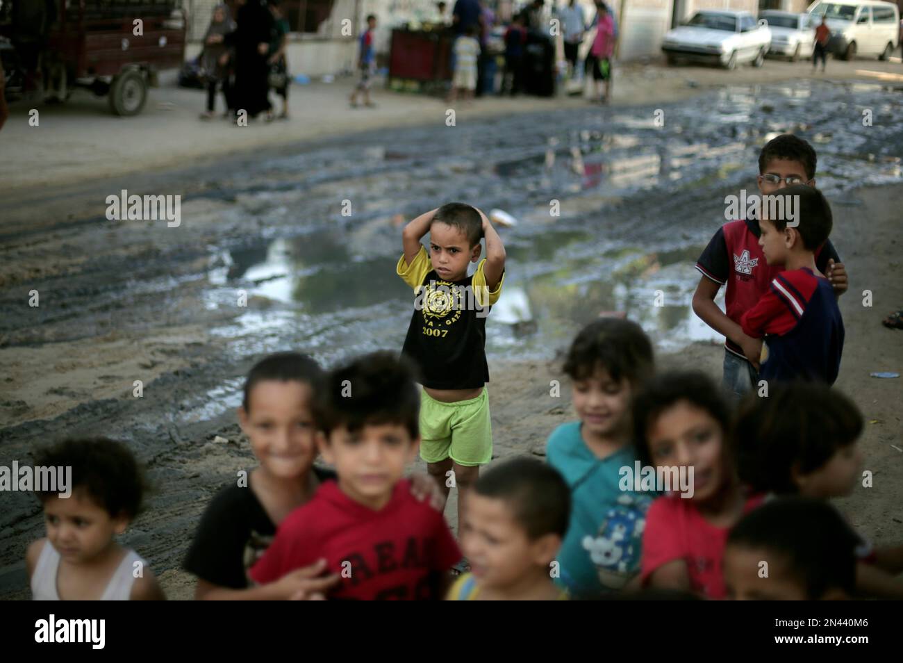 In this Wednesday, Sept. 3, 2014 photo, Palestinian children play ...