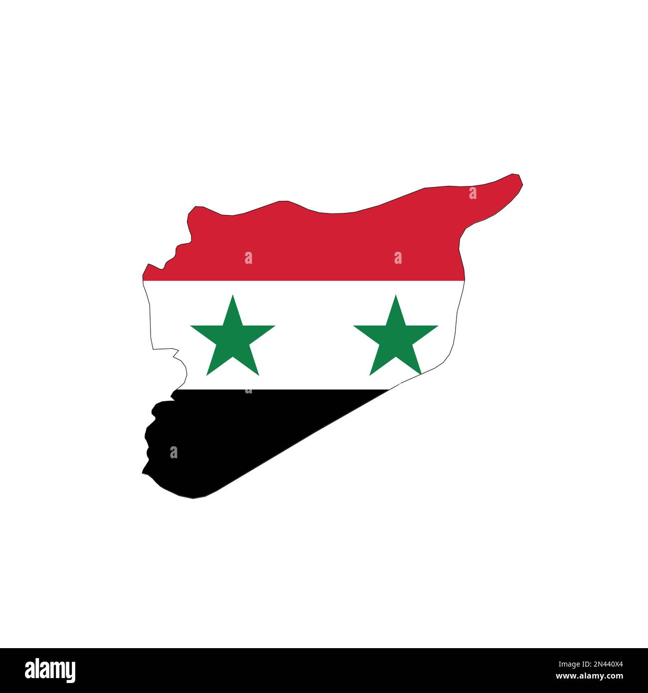 Syria - national flag in a shape of country map silhouette with thin ...