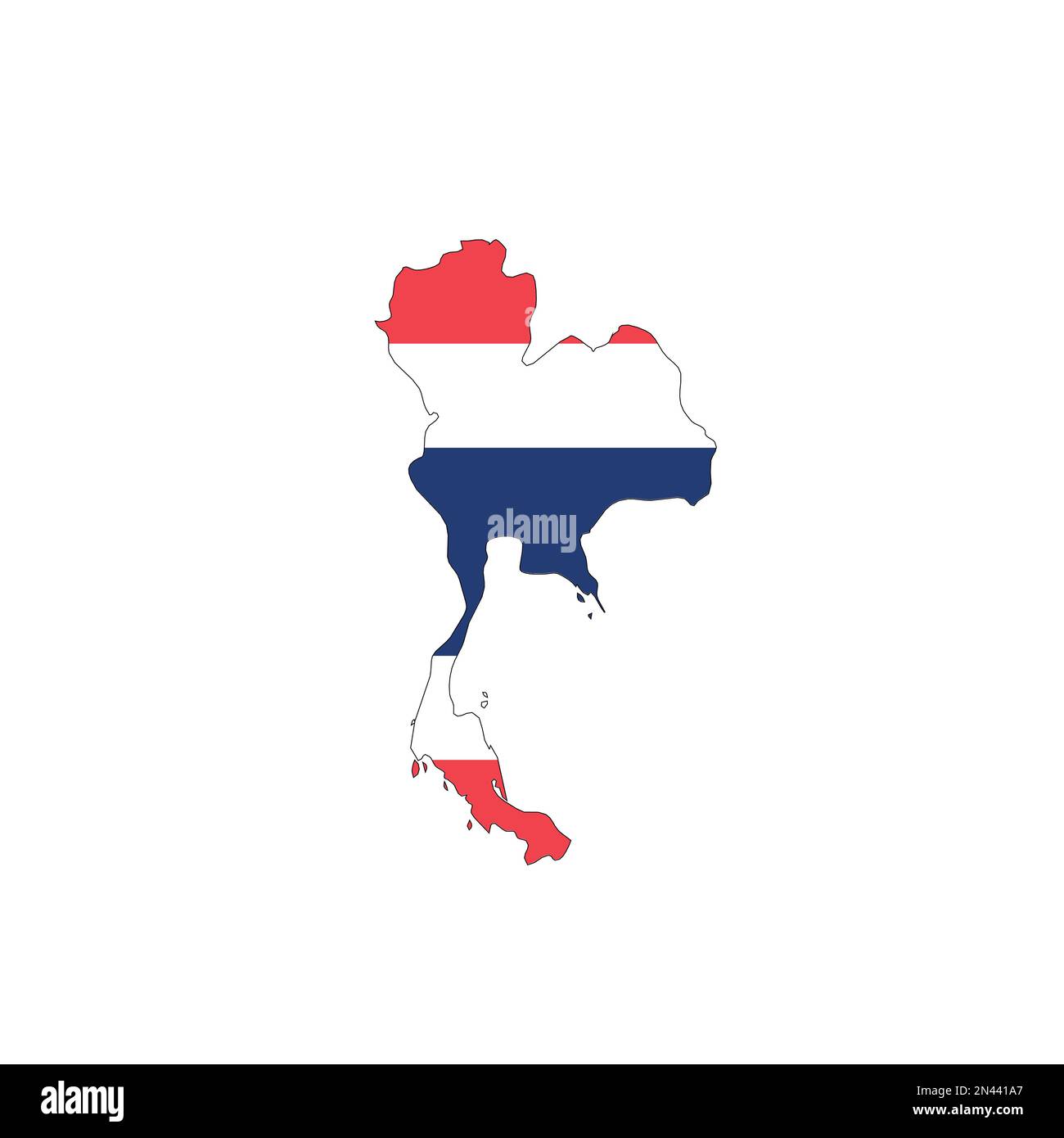 Thailand - national flag in a shape of country map silhouette with thin ...