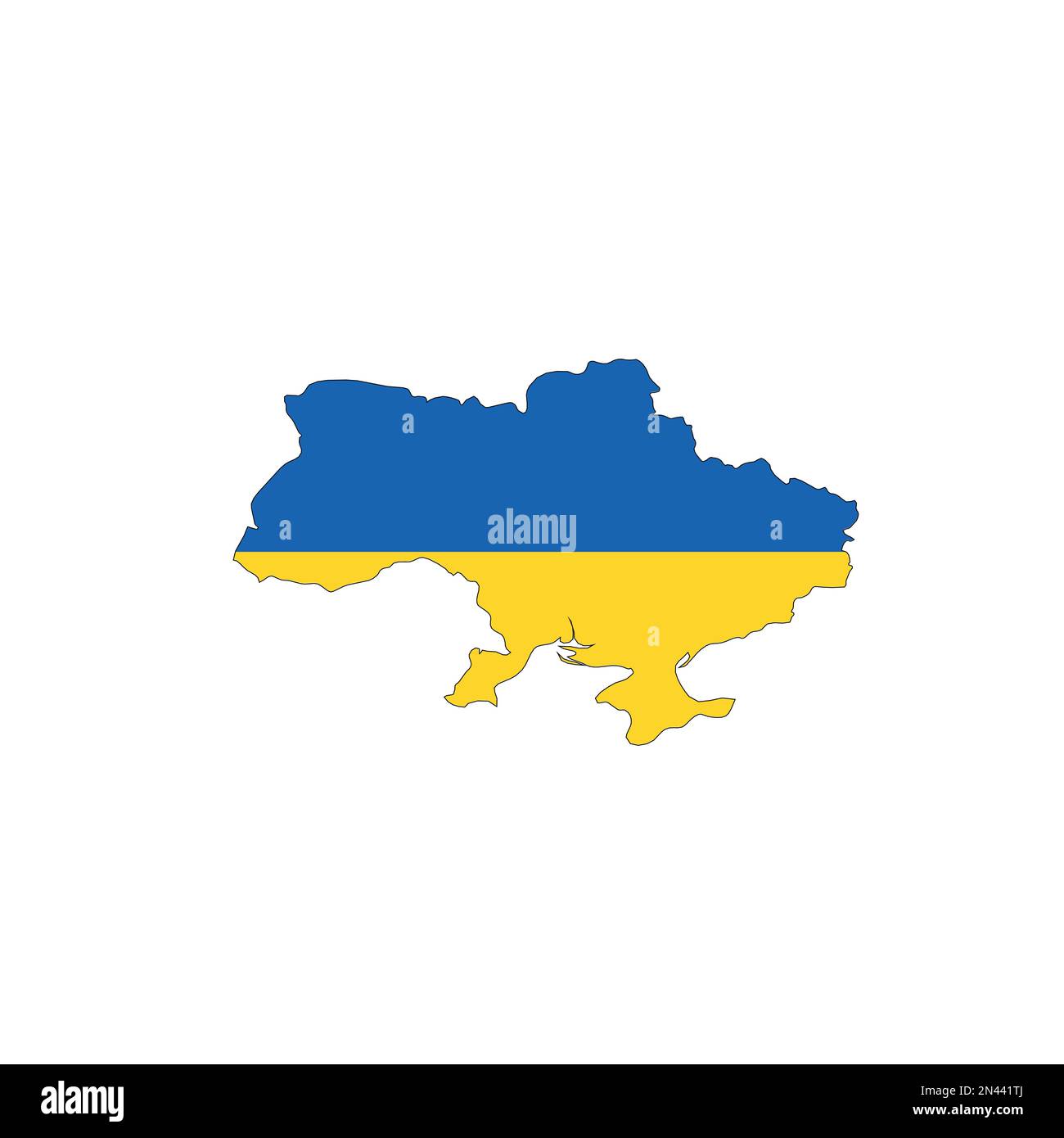 Ukraine - national flag in a shape of country map silhouette with thin ...