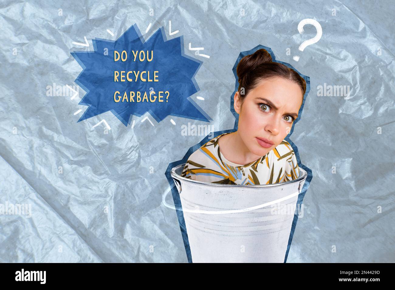 Photo cartoon comics sketch collage picture of suspicious lady asking ...