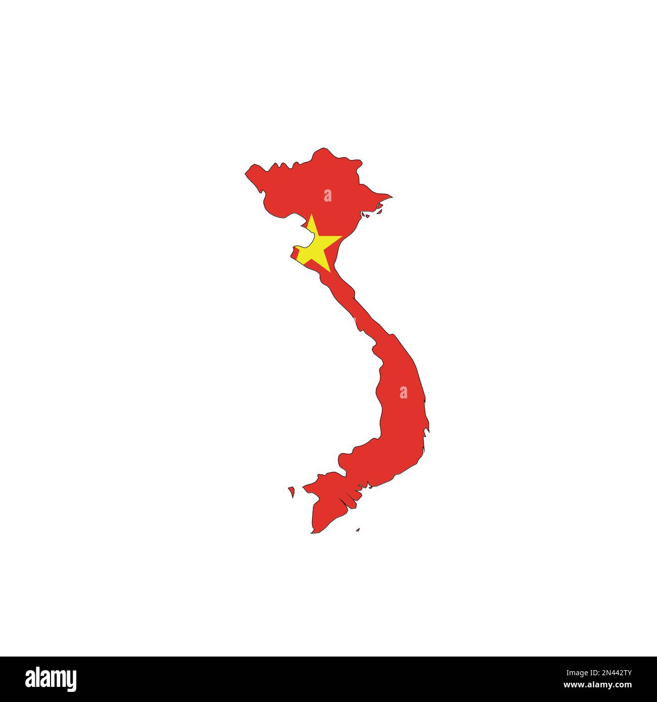 Vietnam - national flag in a shape of country map silhouette with thin ...