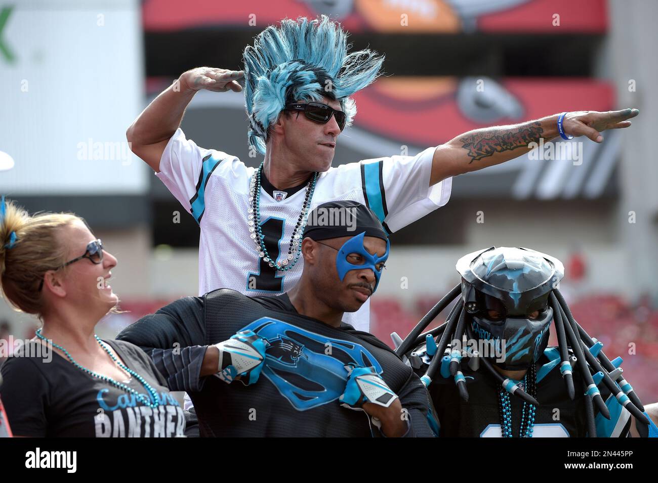 Carolina Panthers fans cheer in the stands during warmups prior to an ...