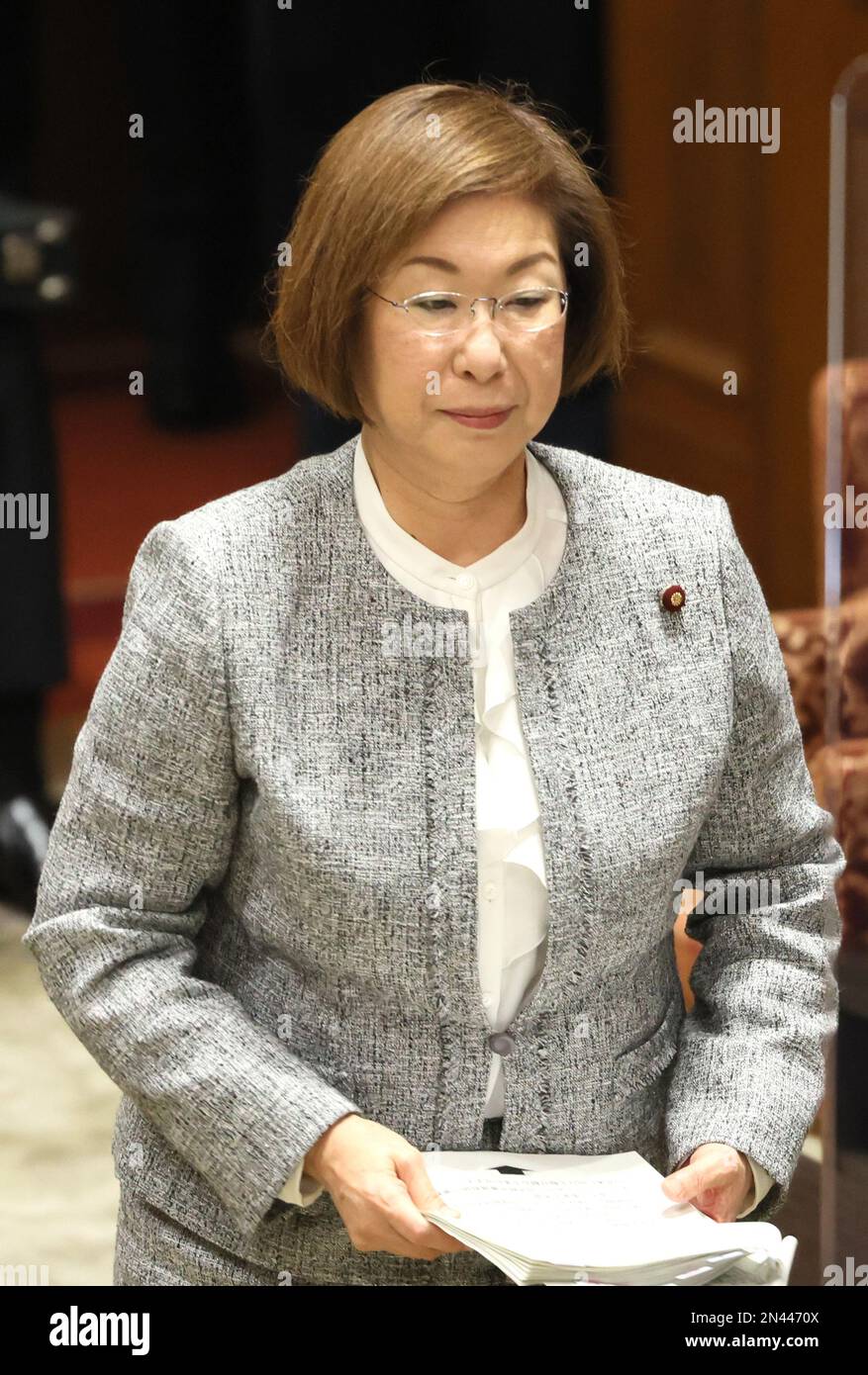 Tokyo, Japan. 8th Feb, 2023. Japanese Education Minister Keiko Nagaoka answers a question at ...