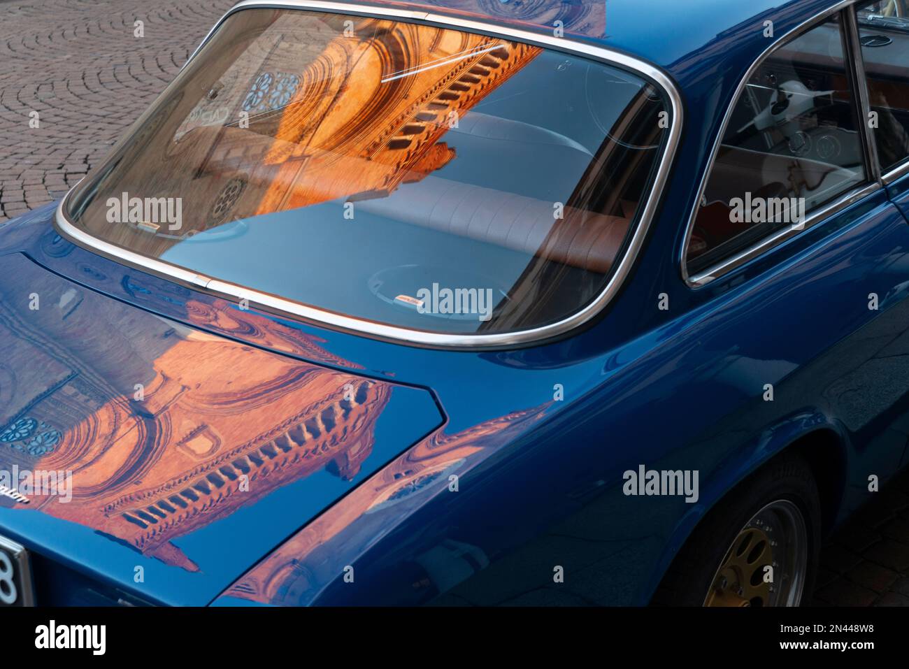 Italy, Lombardy, Crema, Piazza Duomo Square, Cathedral Reflected in the ...
