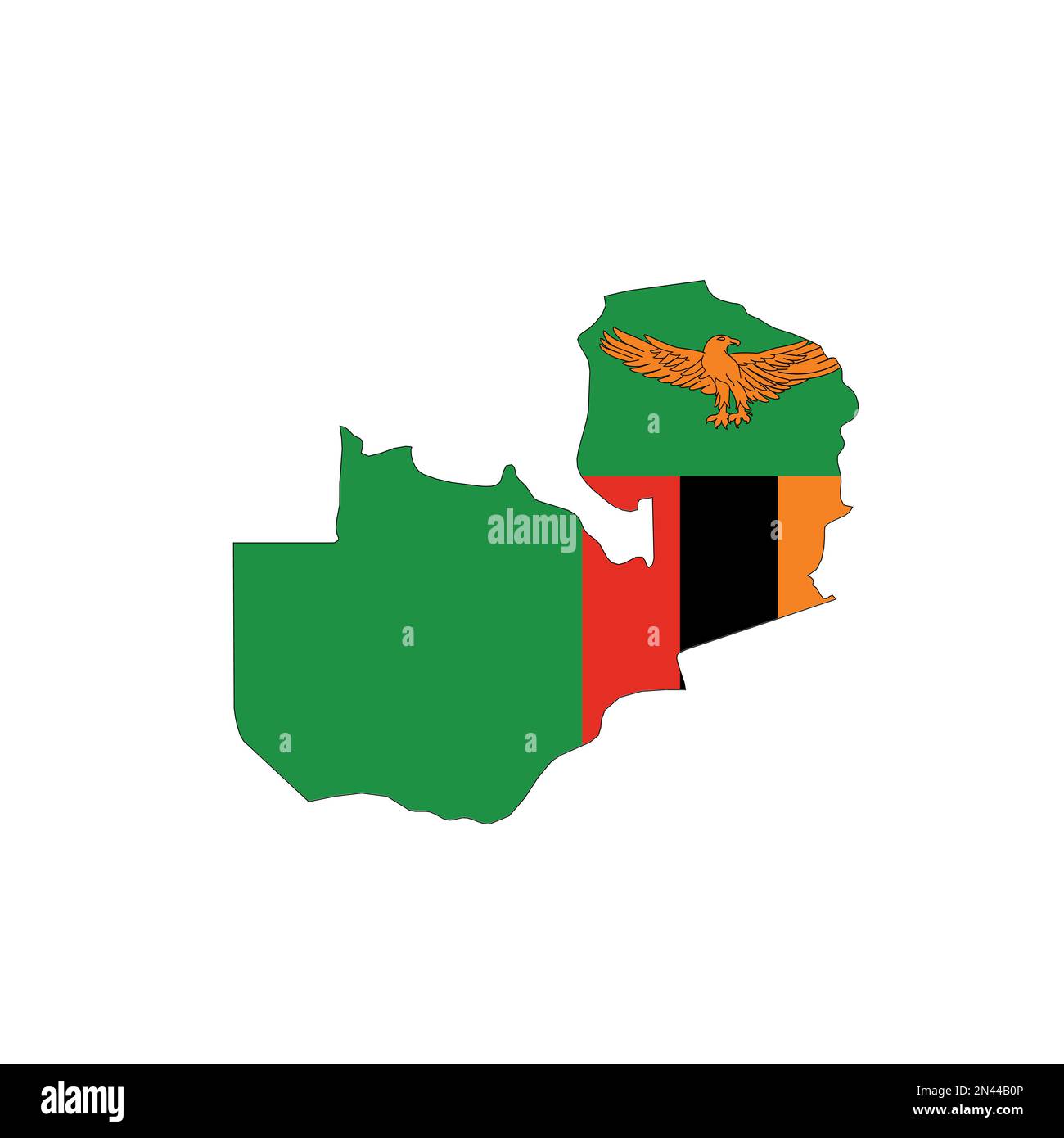 Zambia - national flag in a shape of country map silhouette with thin ...